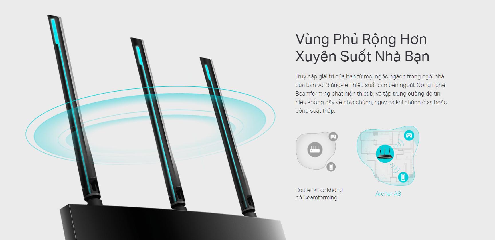 Bộ phát wifi TP-LINK Archer A8 Wireless AC1900Mbps